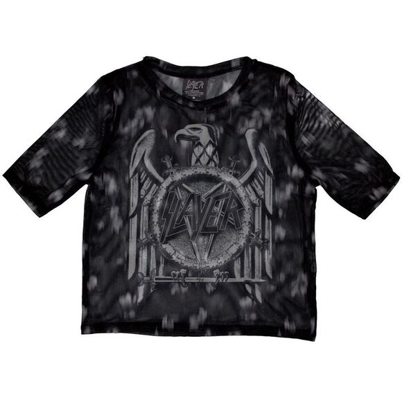 Slayer | Tops | Slayer Womensladies Mono Eagle Mesh Crop Top Black ...